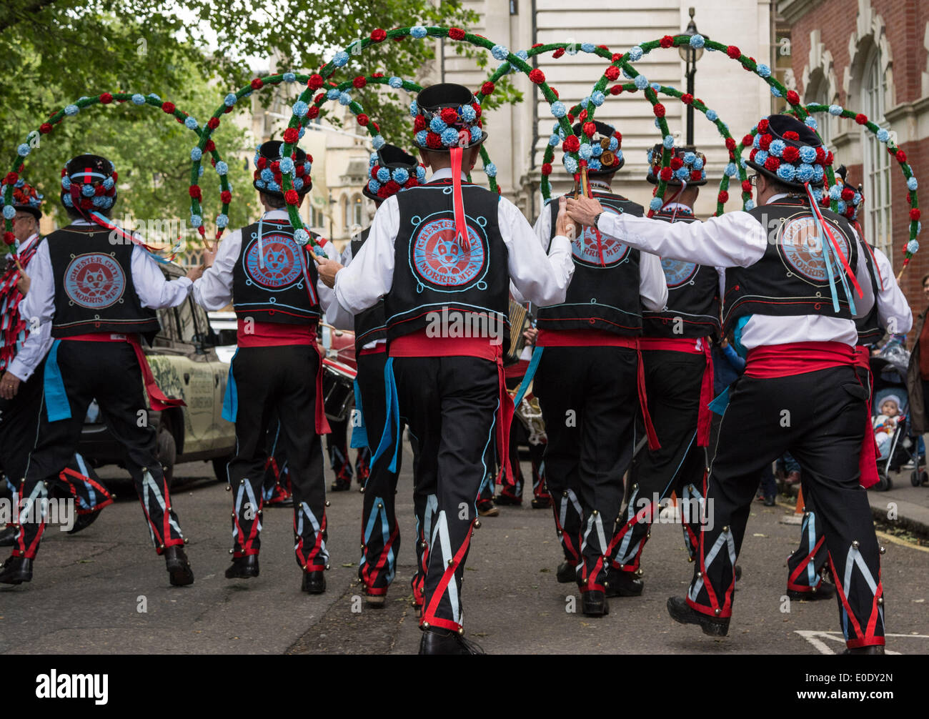 London, UK. 10th May, 2014. Morris Men dance outside the Westminster ...