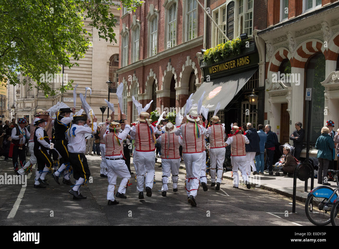 London, UK. 10th May, 2014. Morris Men dance outside the Westminster ...