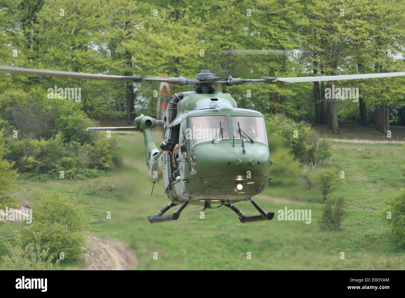 Army Air Corps Lynx helicopter low flying on Salisbury Plain Training ...
