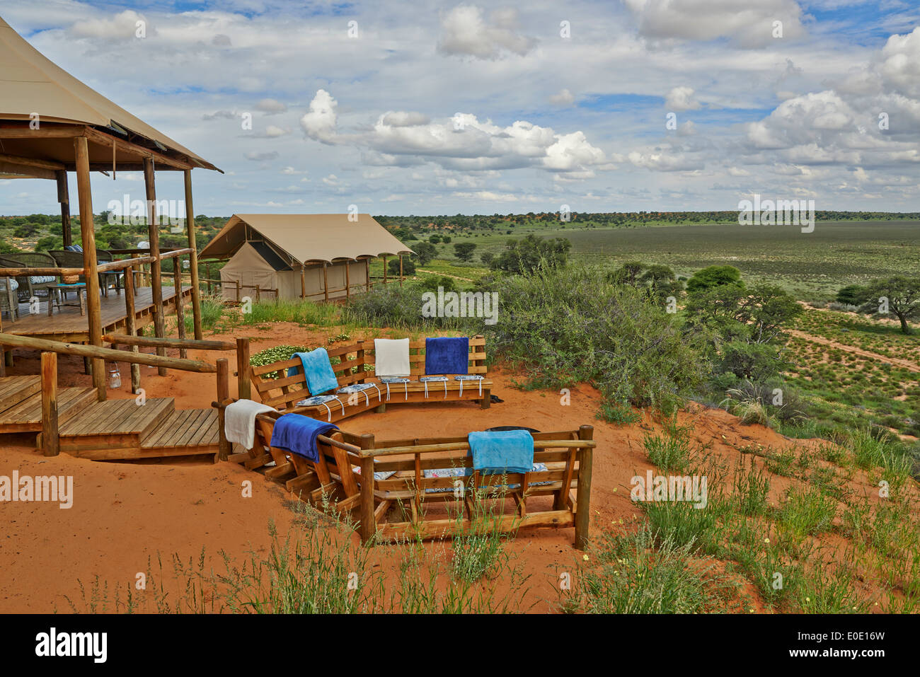 view from main area of Polentswa Tented Camp, Kgalagadi Transfrontier ...