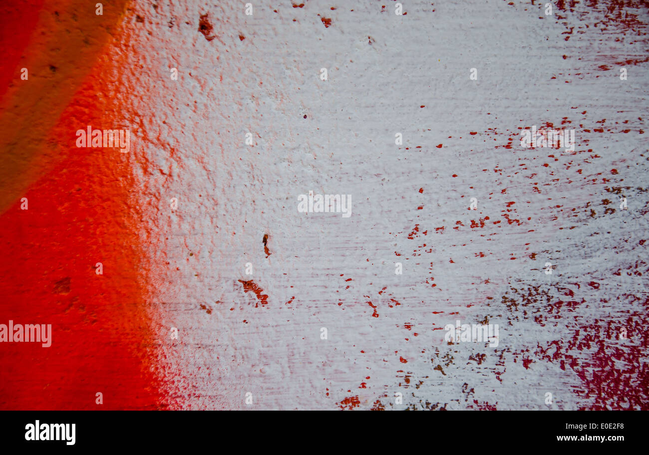White and red art from cement wall Stock Photo - Alamy