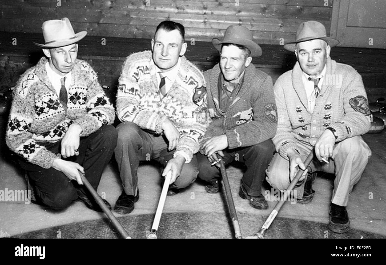 A photo showing the winning team from a curling competition, likely at ...