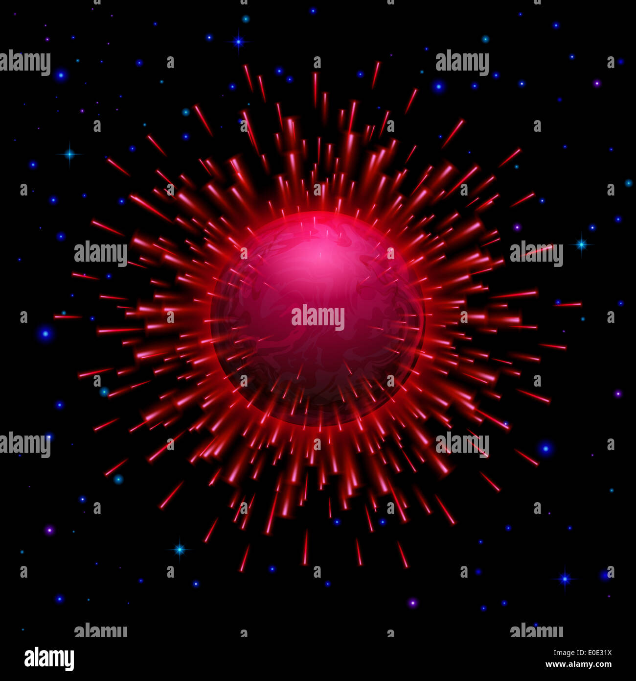 Space background with bursting red planet in universe Stock Photo - Alamy