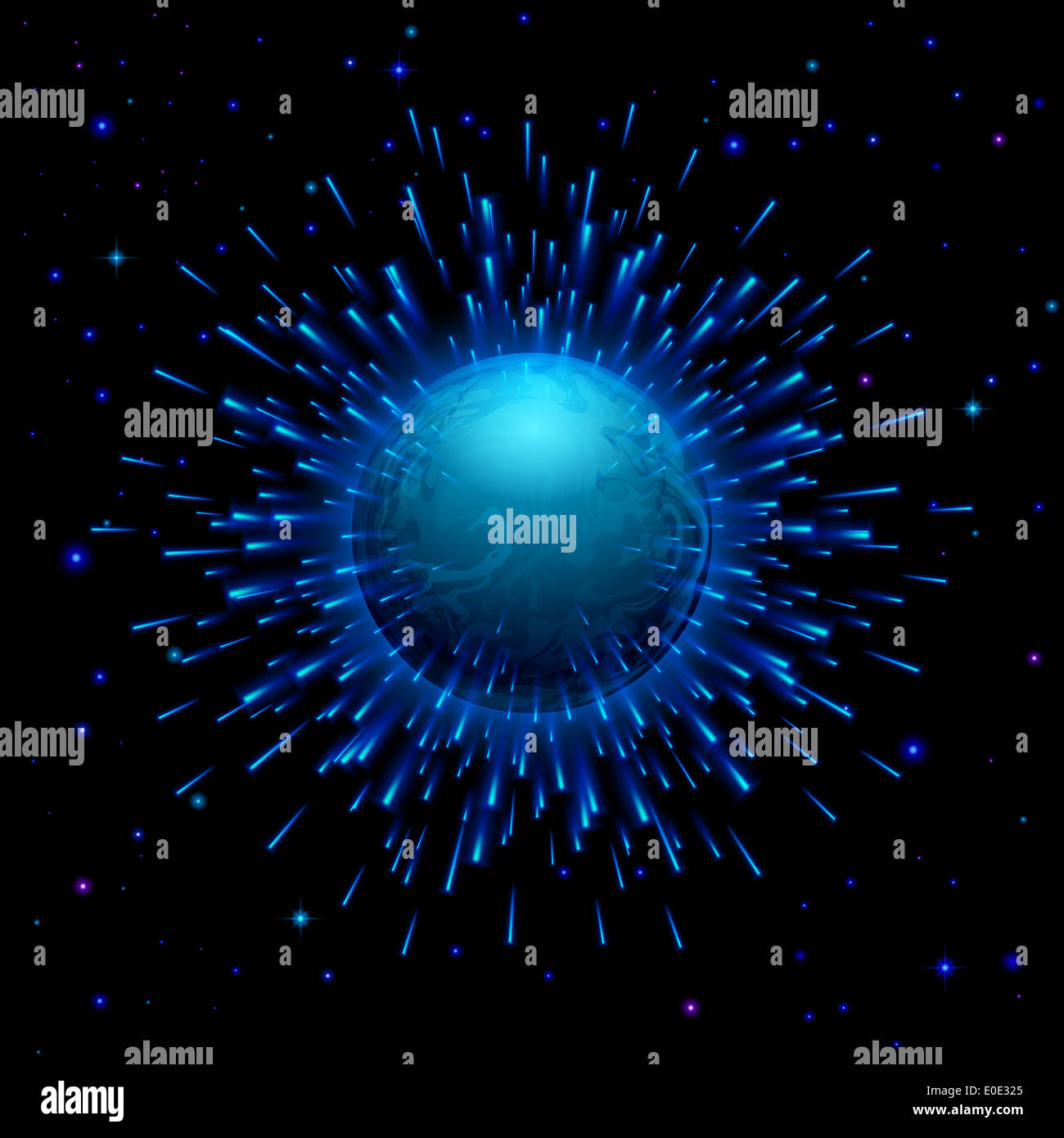 Space background with bursting blue planet in universe Stock Photo - Alamy