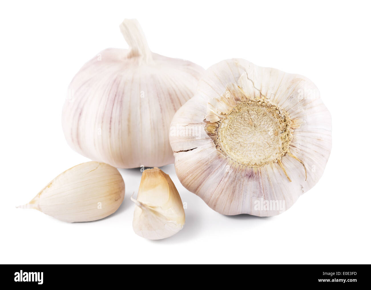 garlic on a white background Stock Photo - Alamy