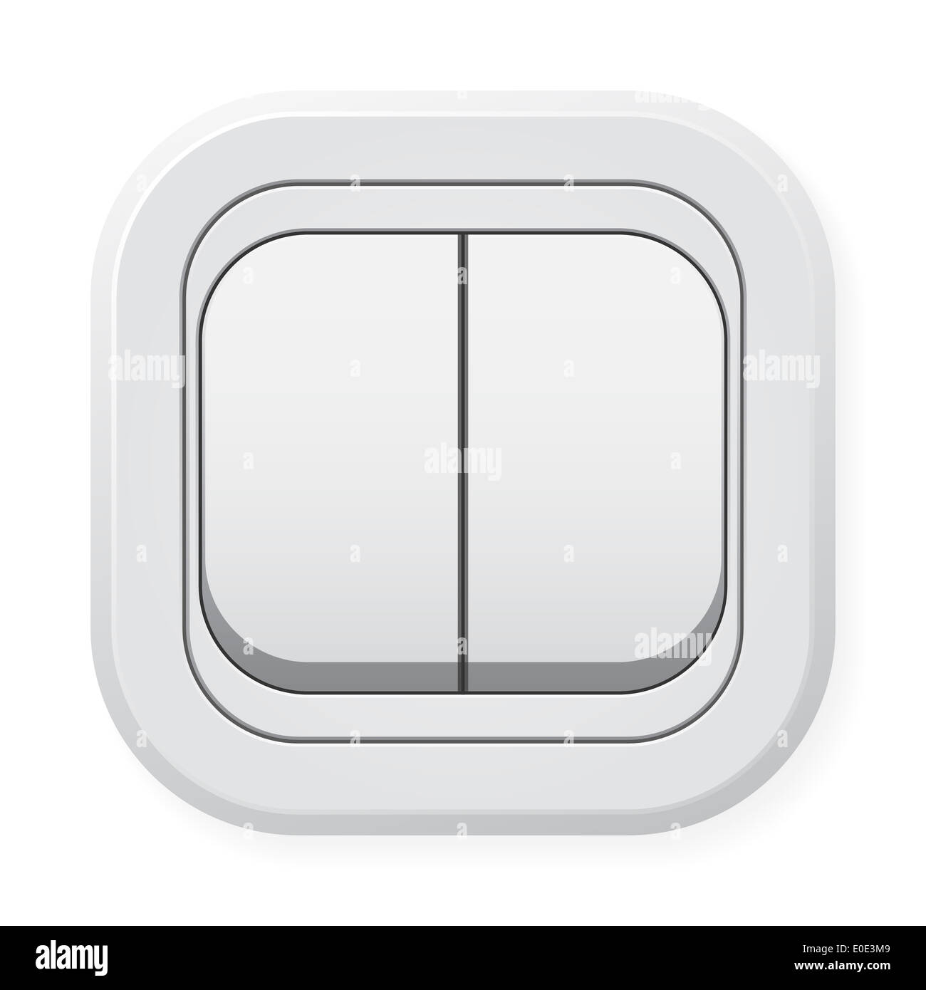 White plastic switch with two buttons isolated on white background ...