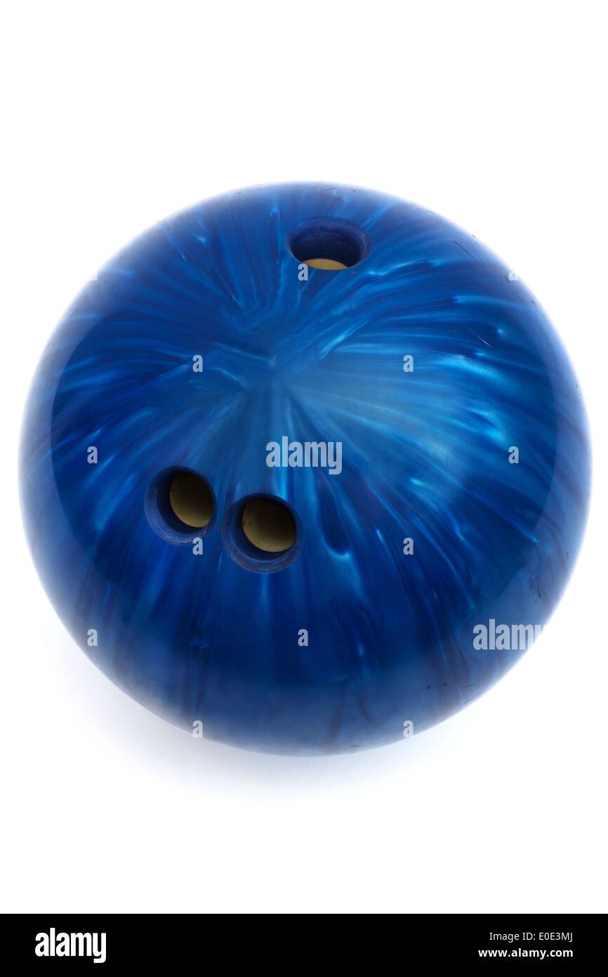 blue ball game in bowling on a white background Stock Photo - Alamy