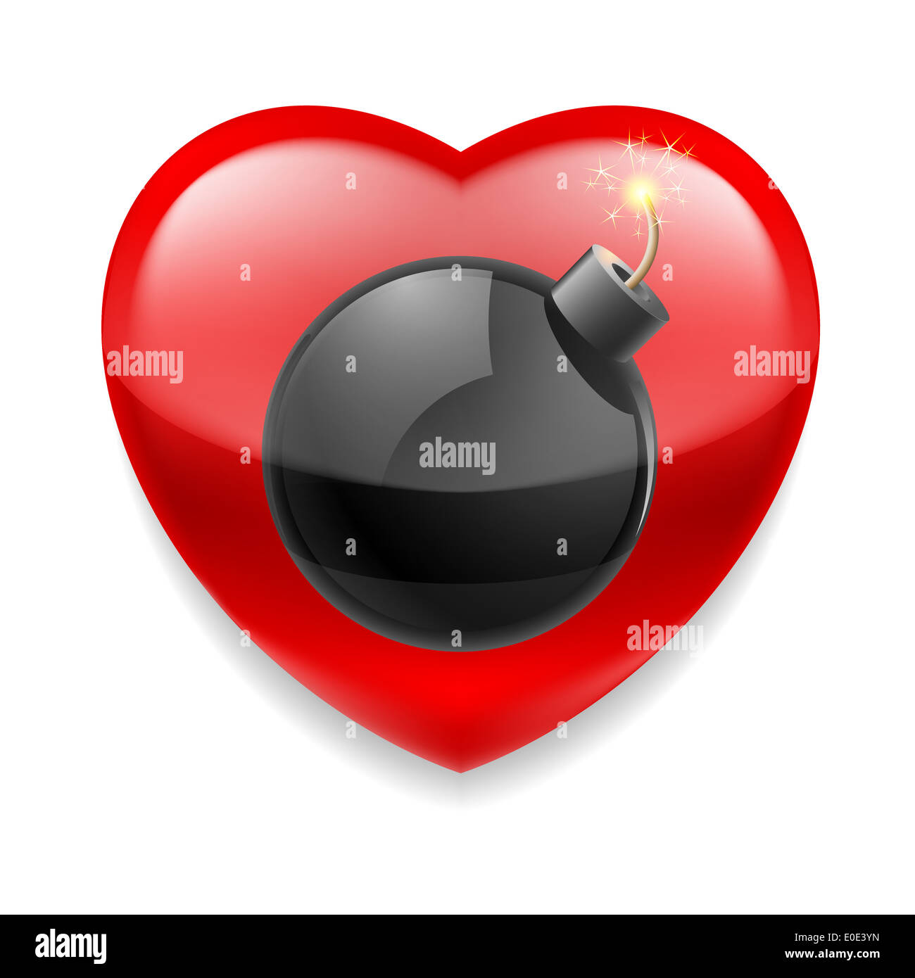Shiny red heart with bomb ready to explode Stock Photo - Alamy