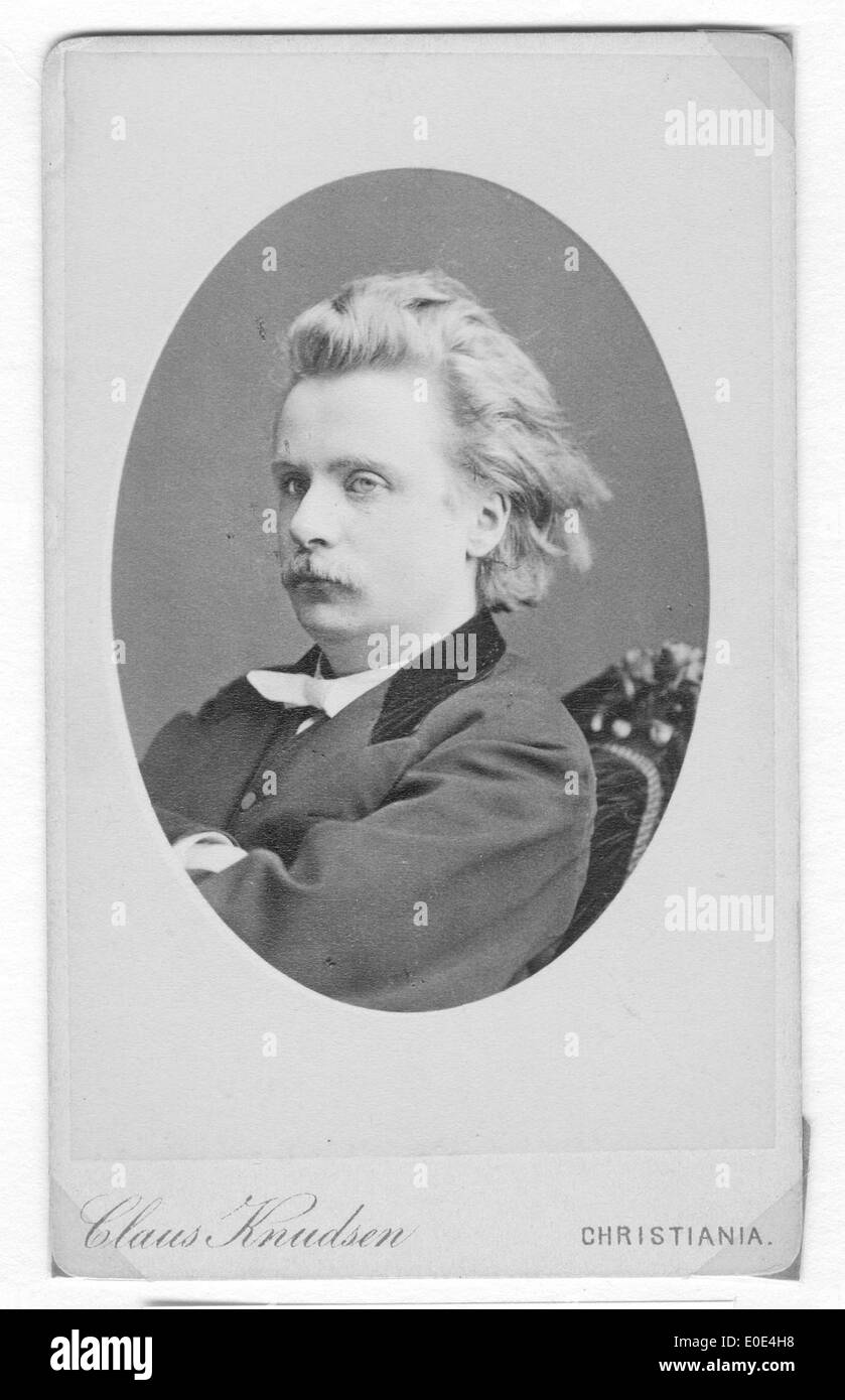 This portrait features the renowned Norwegian composer Edvard Grieg ...