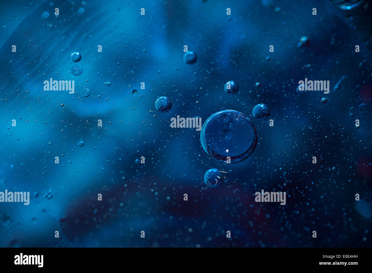 Oil & Water (bubbles) - colourful blue abstract background Stock Photo ...