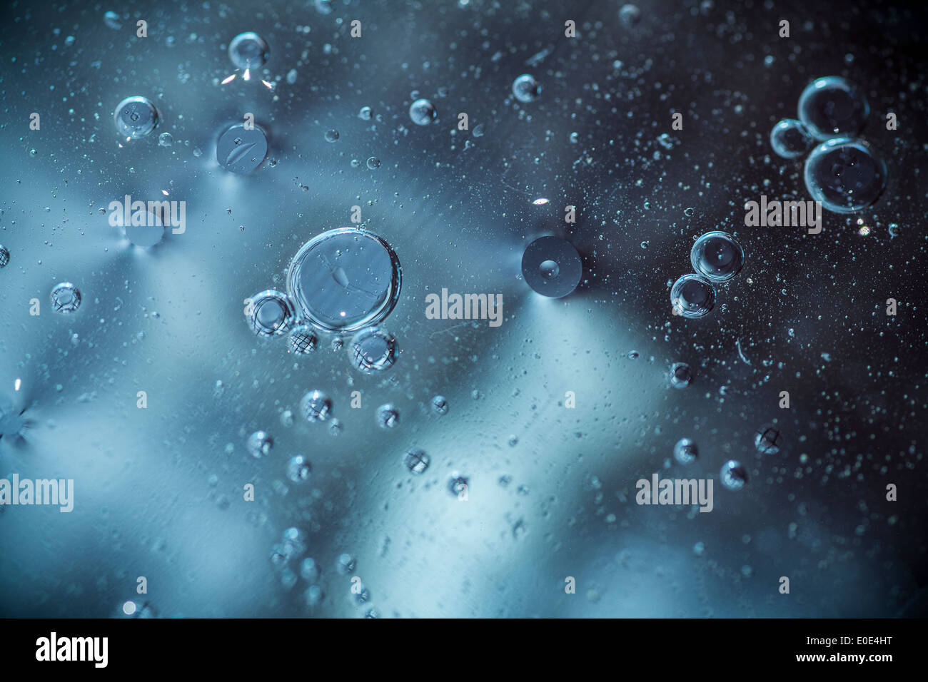 Oil & Water (bubbles) - colourful blue abstract background Stock Photo ...