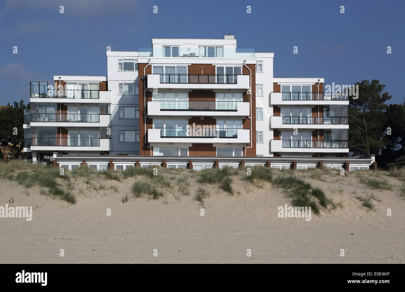 beach side buildings overlooking the beach at sandbanks on the dorset ...