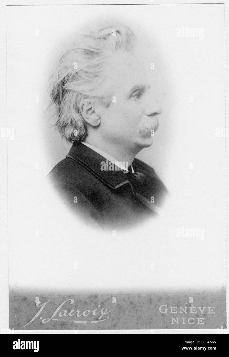 A black-and-white portrait of Edvard Grieg, the renowned Norwegian ...