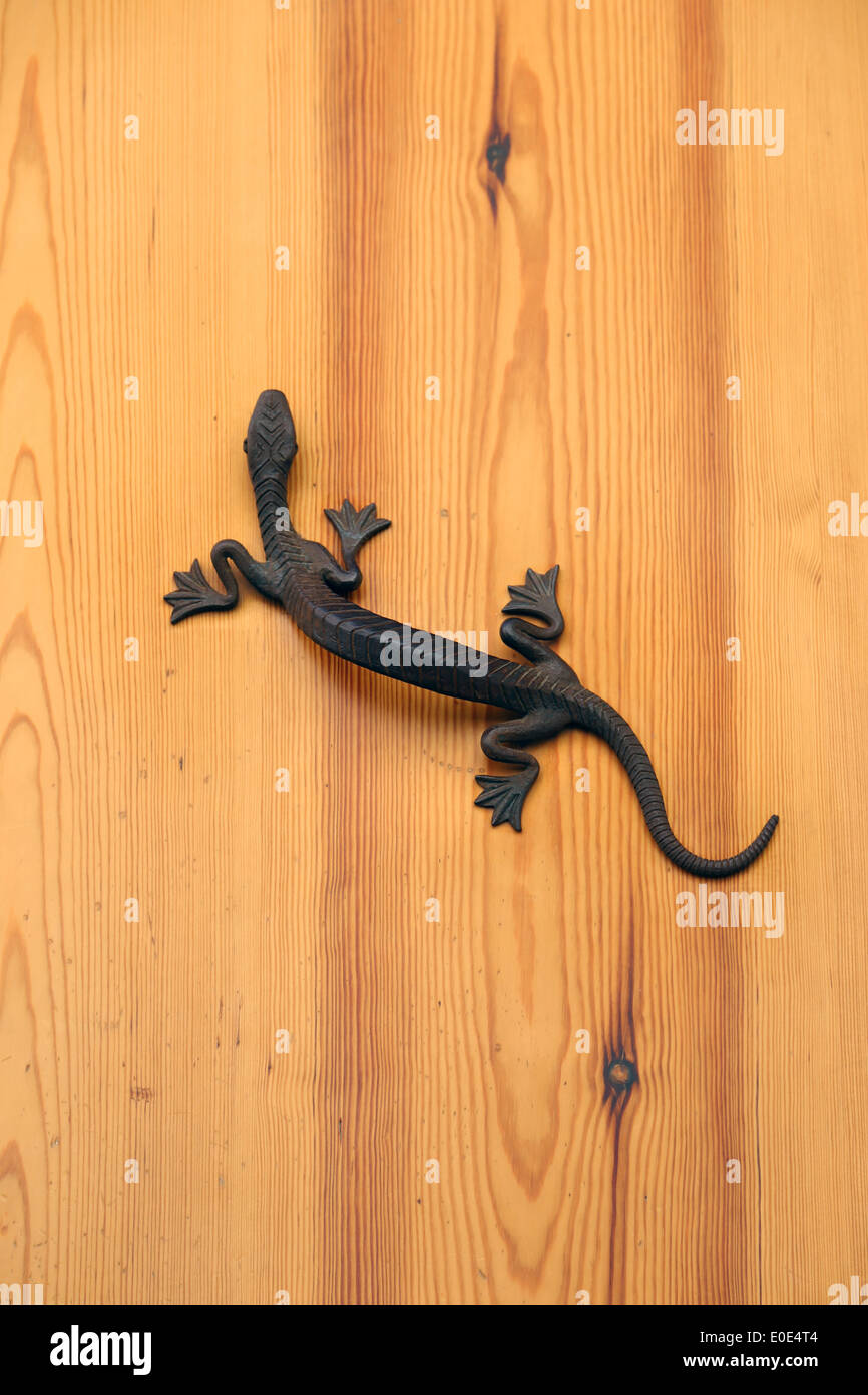 Door knob with lizard Stock Photo - Alamy