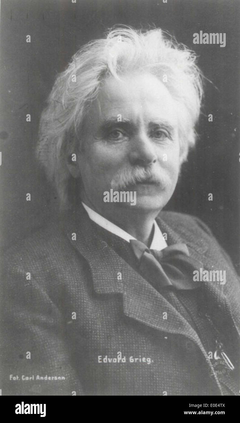 A vintage black-and-white portrait of the Norwegian composer Edvard ...