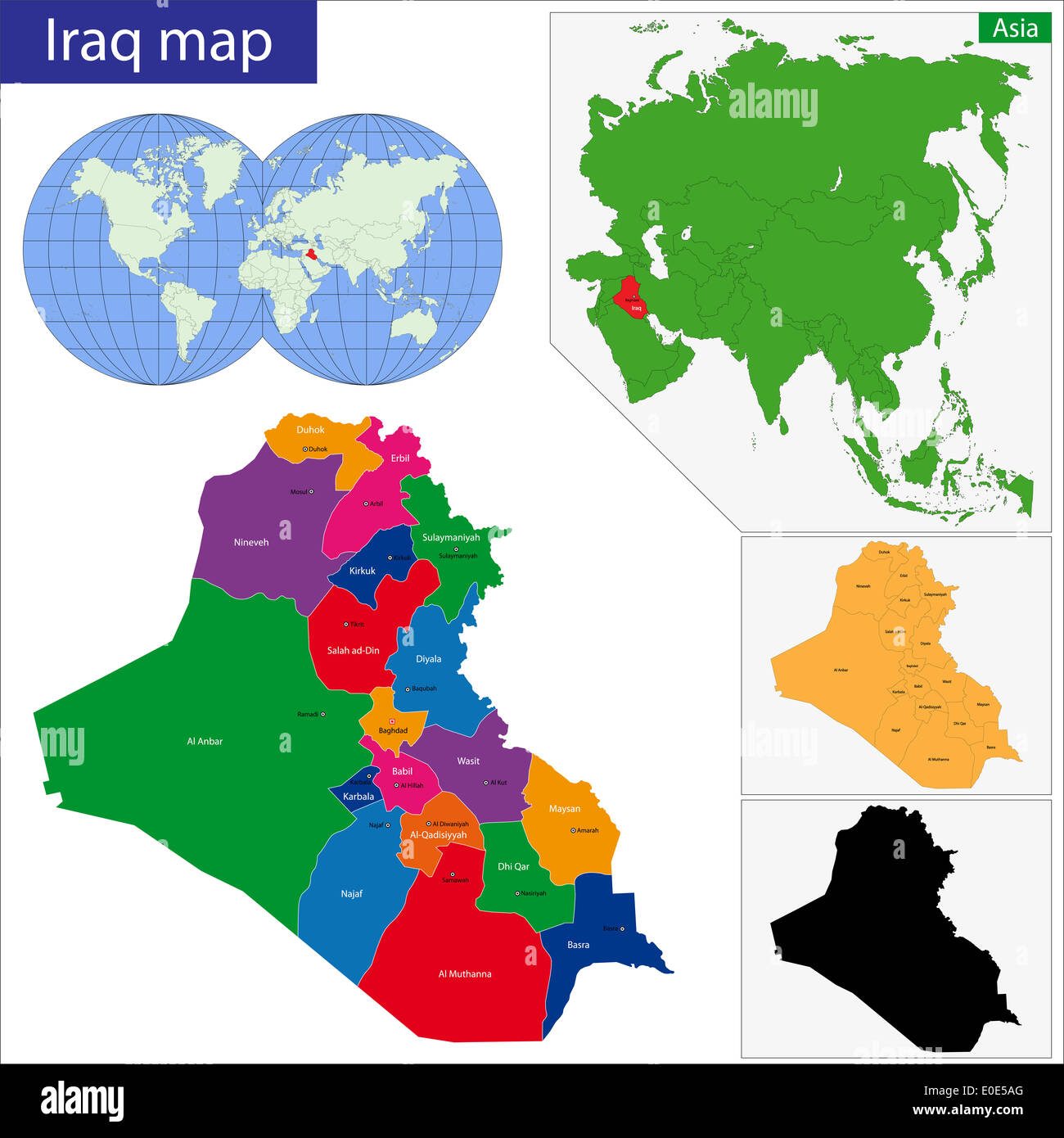 Map of administrative divisions of Iraq Stock Photo - Alamy