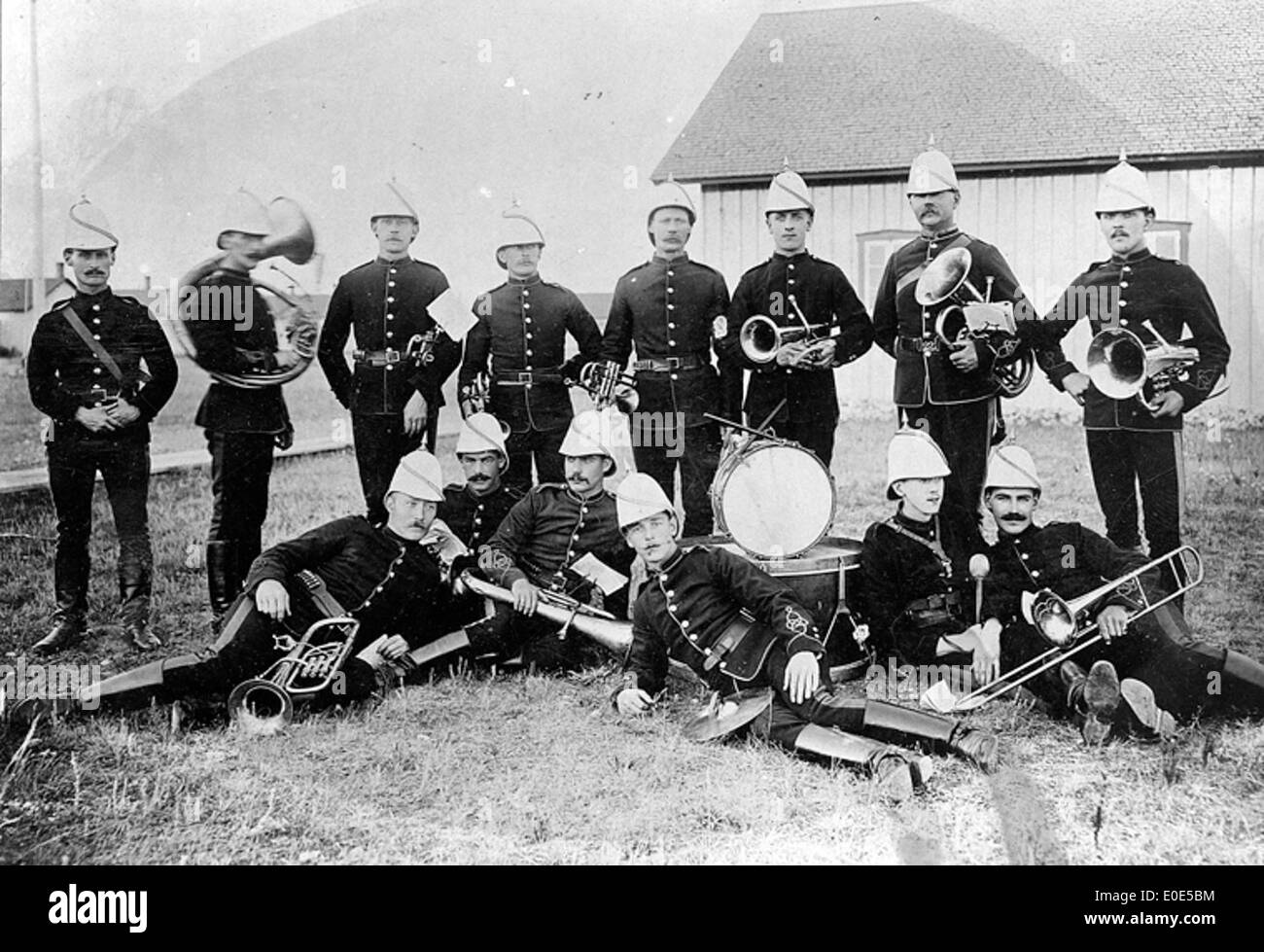 The North West Mounted Police Band is seen performing at Fort Macleod ...