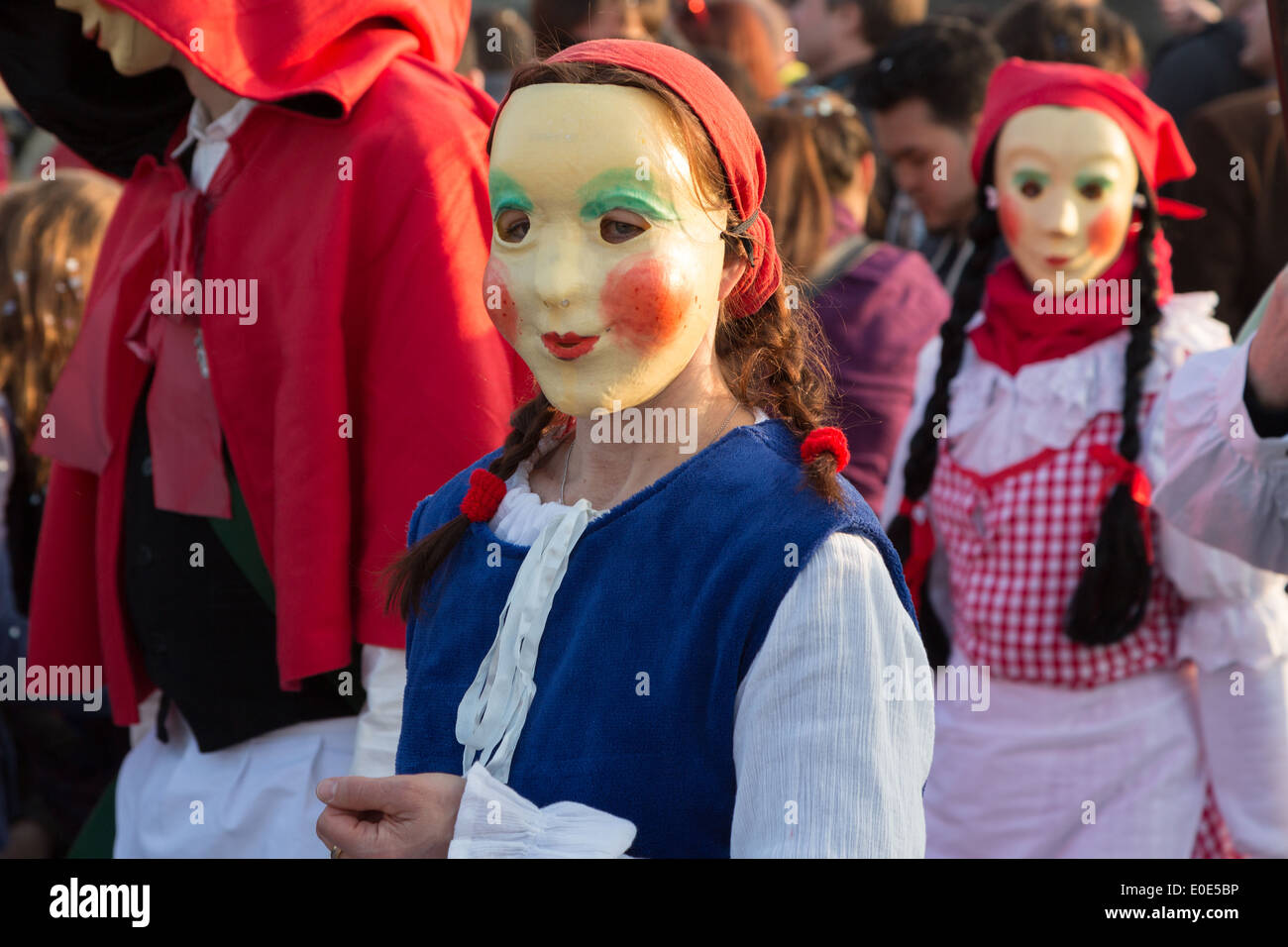 A photograph of an anonymous girl wearing a beautiful red riding hood ...