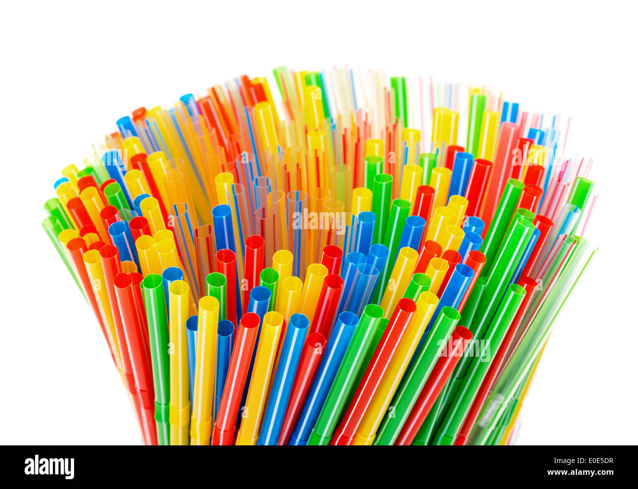 Colored Plastic Drinking Straws on a white background Stock Photo - Alamy