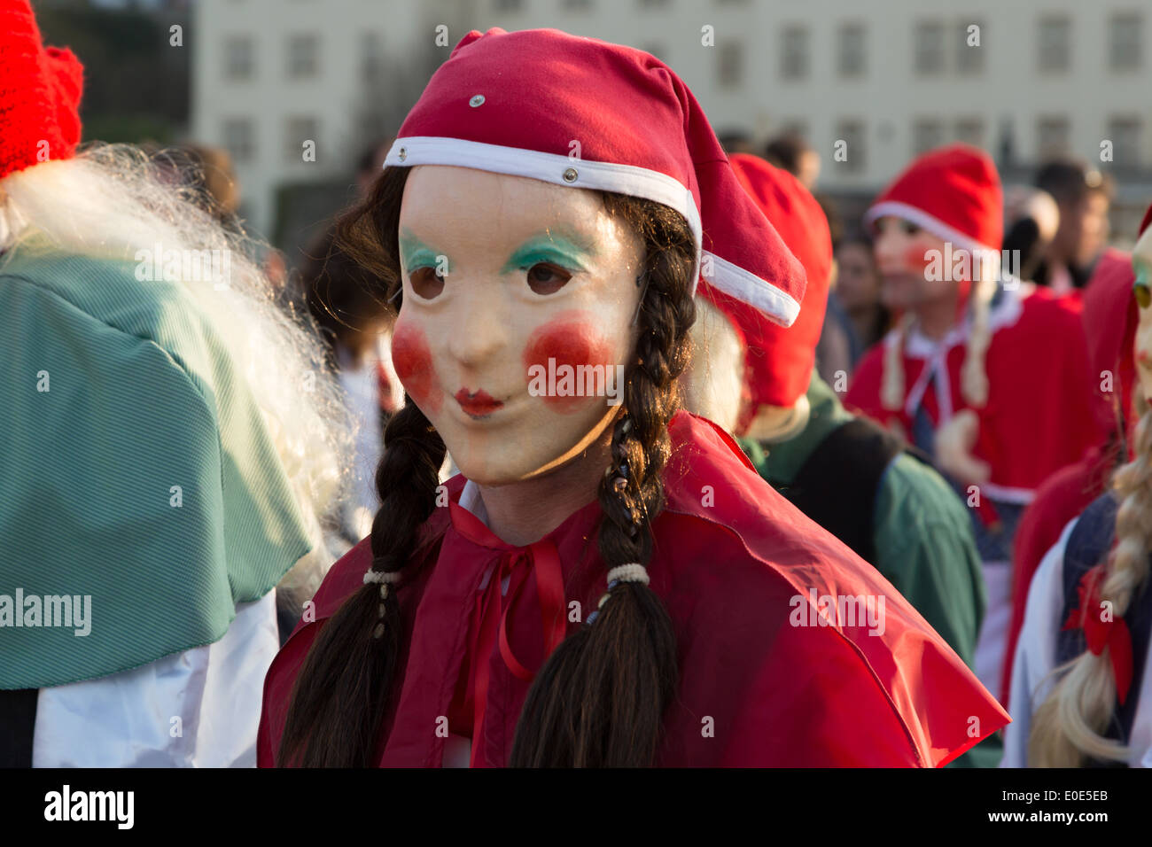 A photograph of an anonymous girl wearing a beautiful red riding hood ...