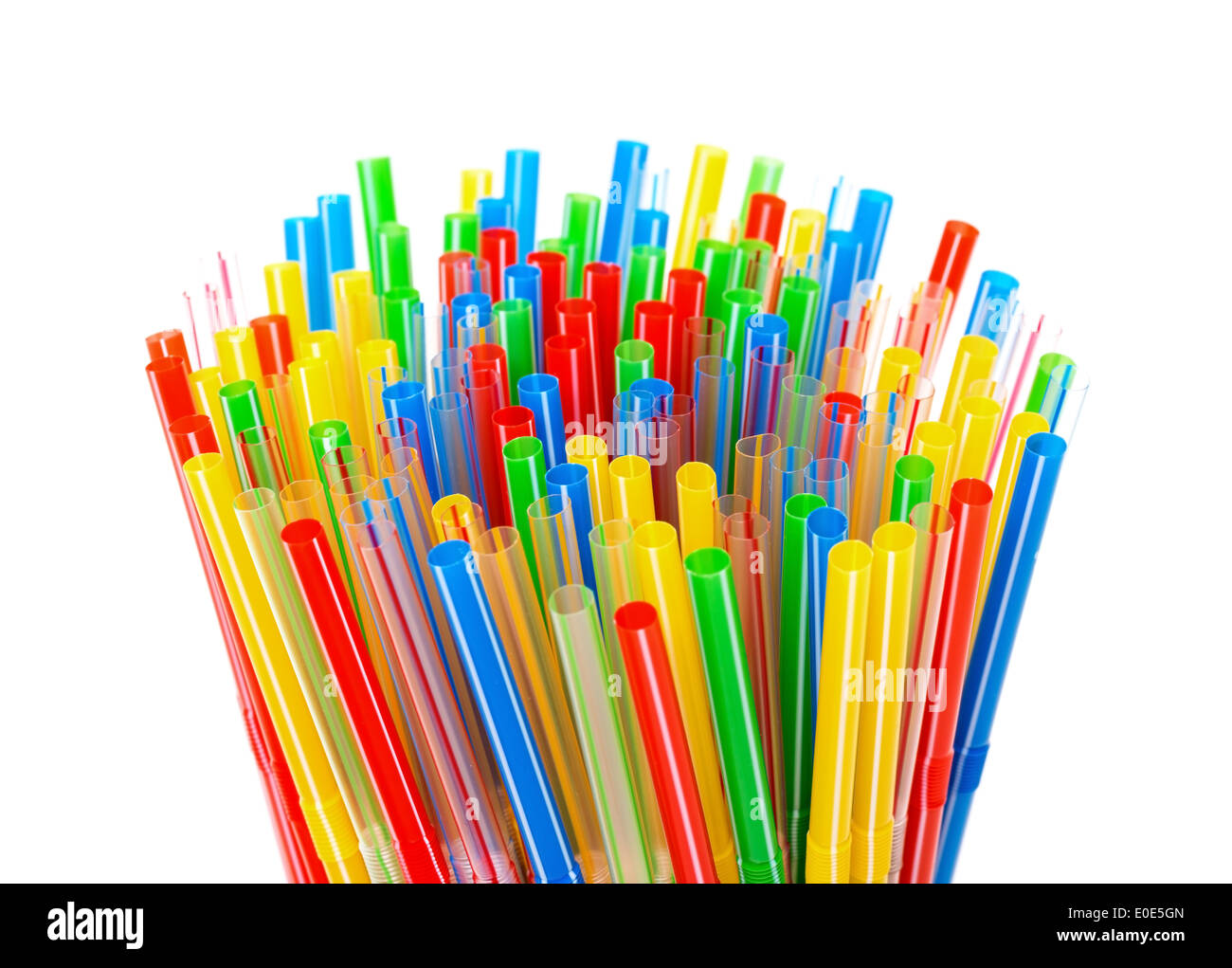 Colored Plastic Drinking Straws on a white background Stock Photo - Alamy