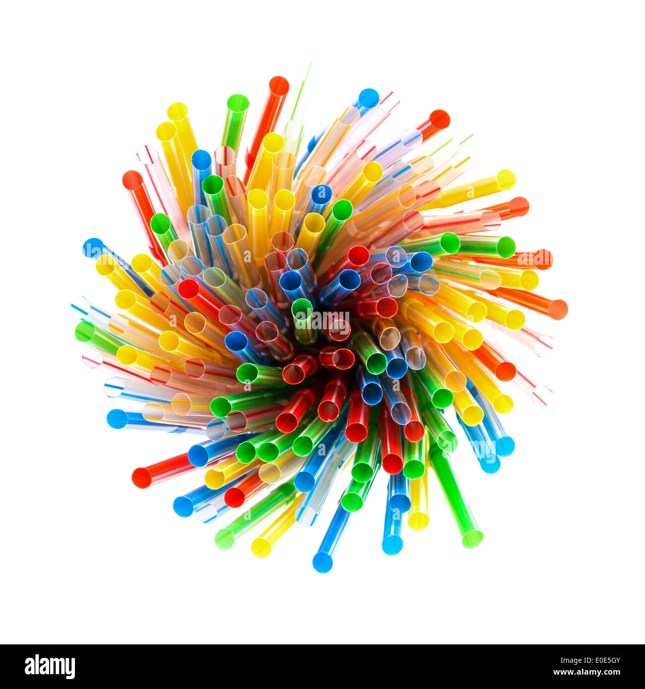 Colored Plastic Drinking Straws on a white background Stock Photo - Alamy