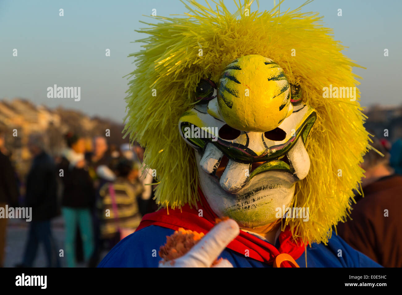A photograph of a colorful green mask and costume at Basler Fasnacht ...