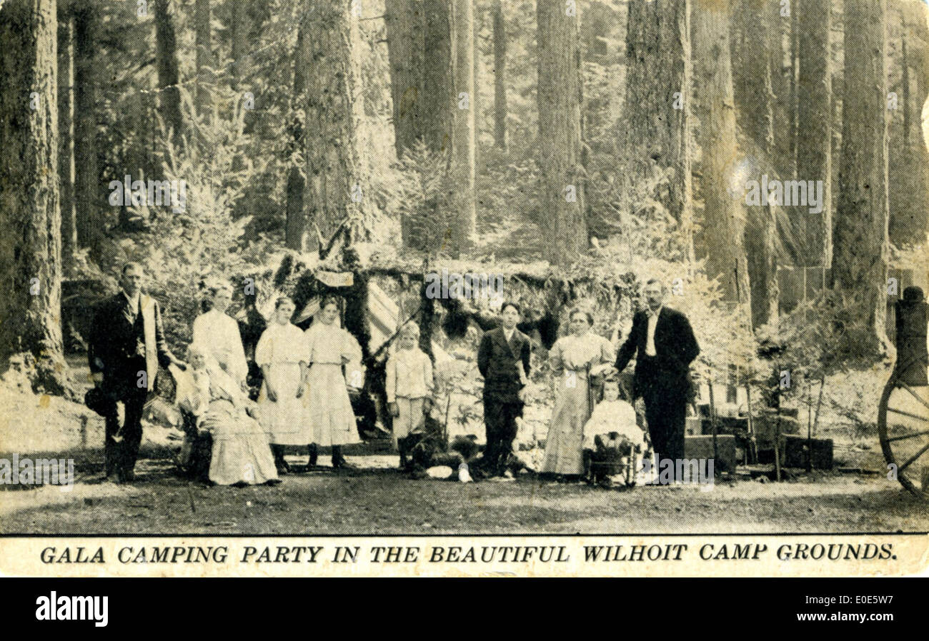 A photograph capturing a gala camping party at the Wilhoit Camp Grounds ...