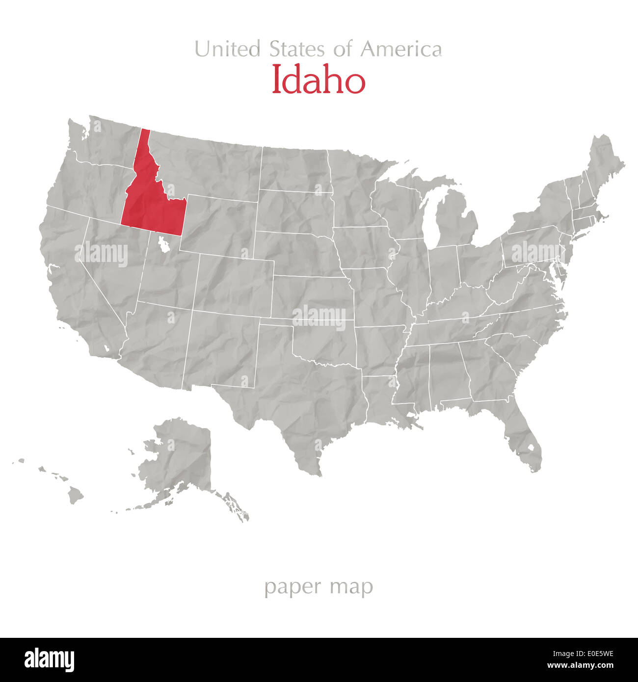 United States of America map and Idaho territory on paper background ...