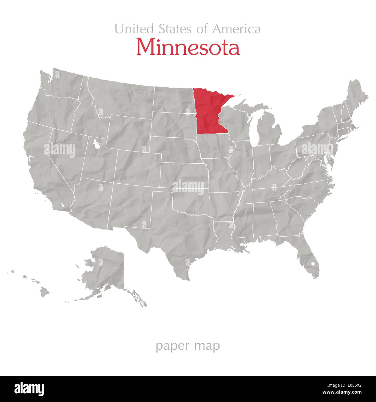 United States of America map and Minnesota territory on paper texture ...