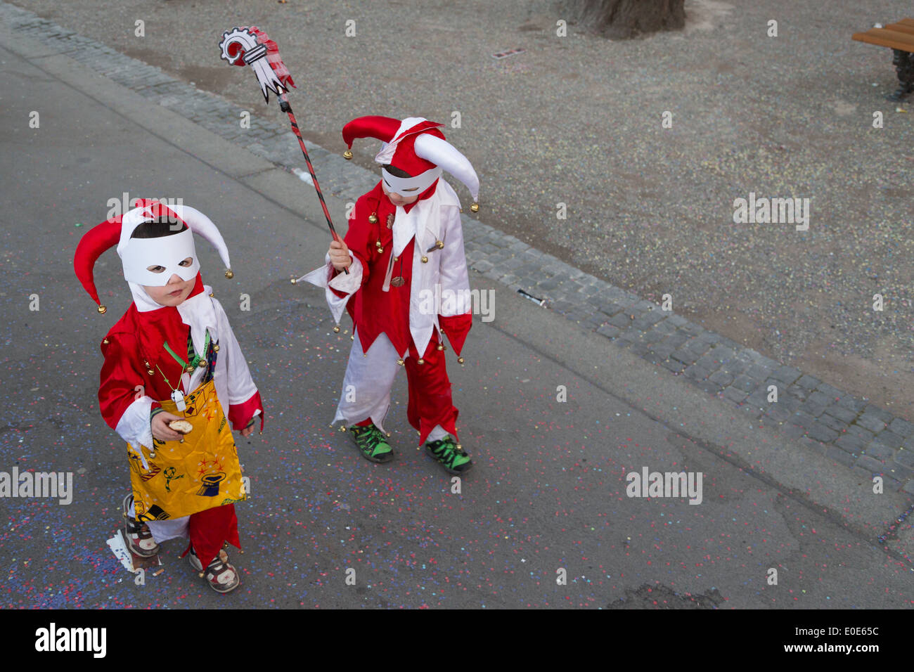 A photograph of some children wearing costumes at Baseler Fasnacht ...