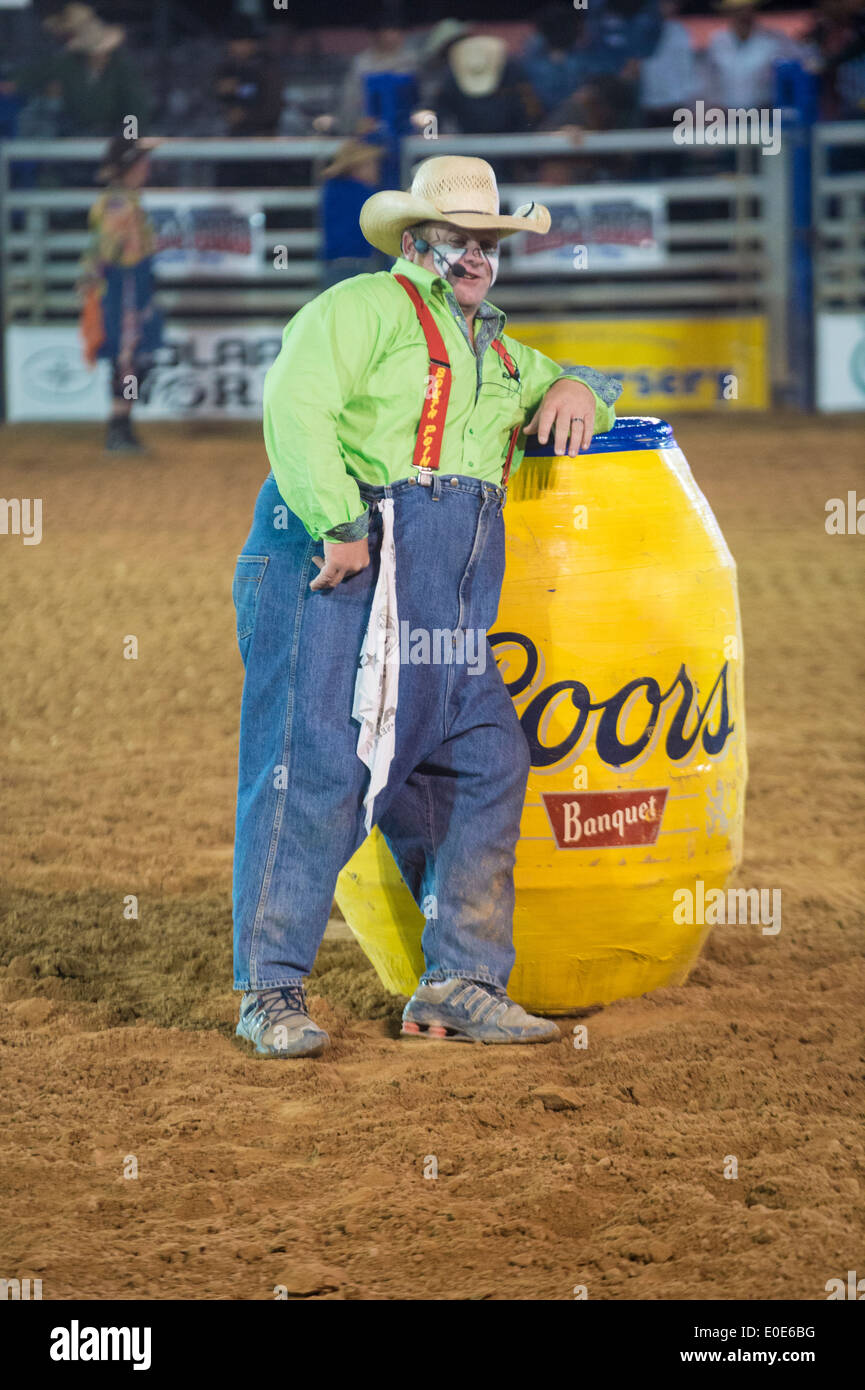 Rodeo Clown performing in the Clark County Fair and Rodeo a ...