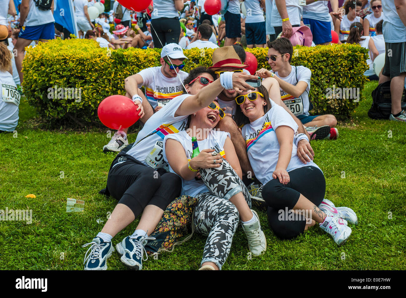 Italy Piedmont Turin Valentino Park The Color Run. Race 3 miles where ...