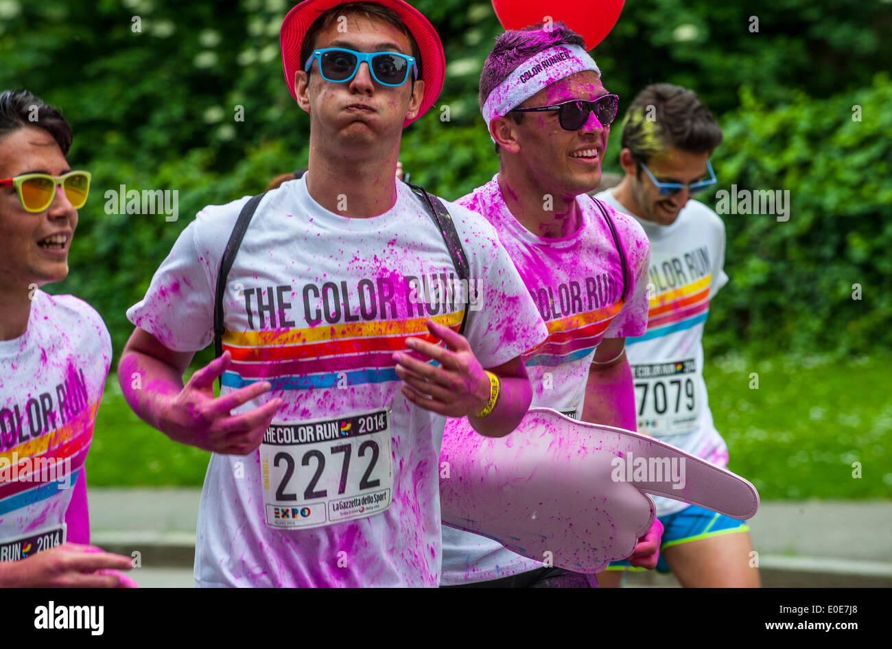 Italy Piedmont Turin Valentino Park The Color Run. Race 3 miles where ...