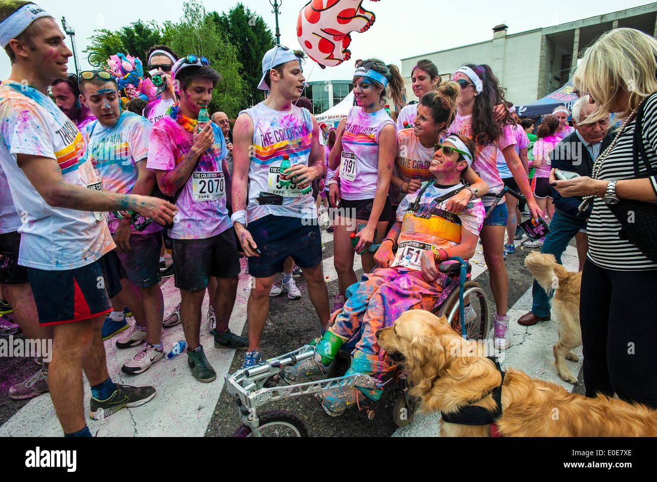 Italy Piedmont Turin Valentino Park The Color Run 10th May 2014. Race 3 ...