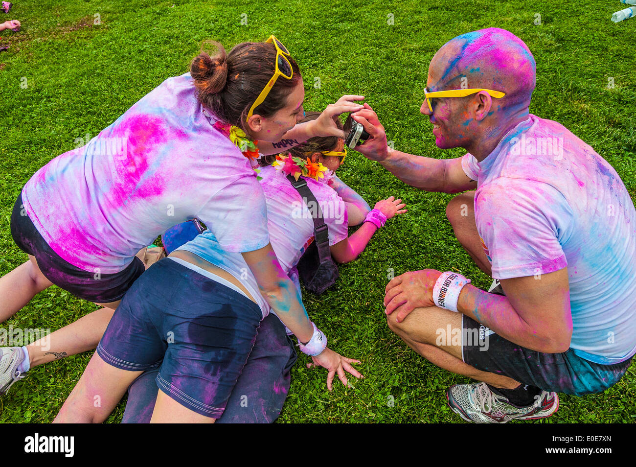 Italy Piedmont Turin Valentino Park The Color Run 10th May 2014. Race 3 ...
