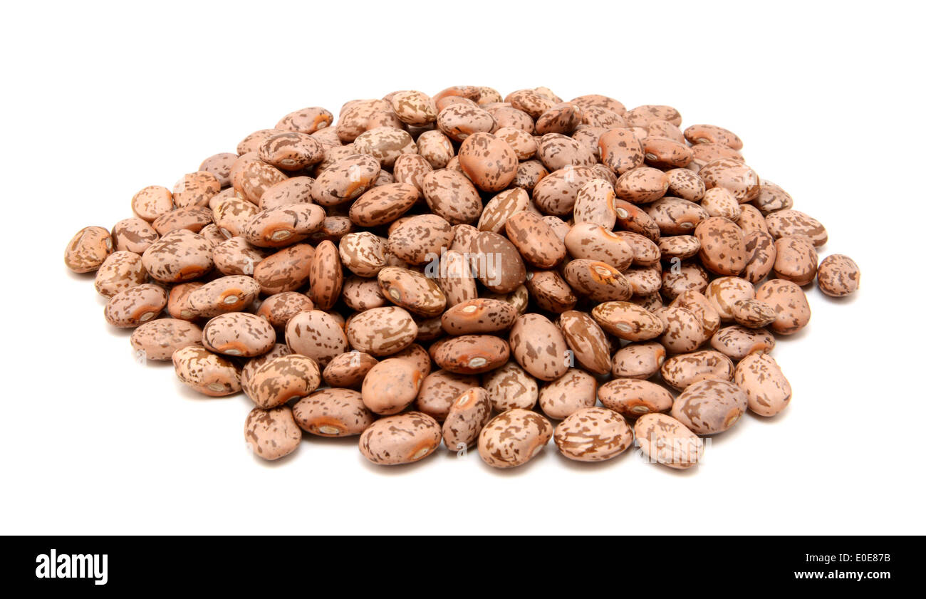 Pinto beans, isolated on a white background Stock Photo - Alamy