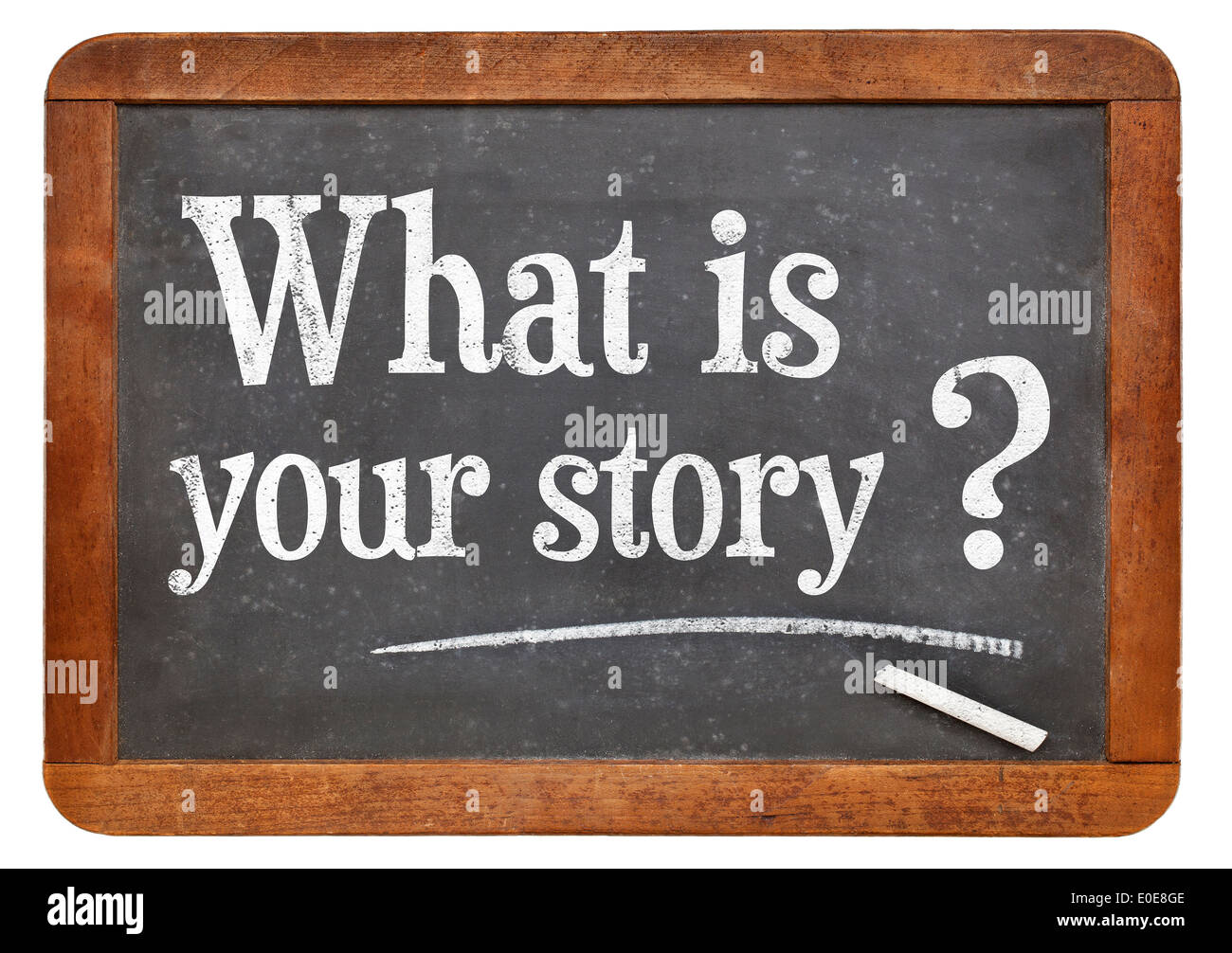 What is your story question on a vintage blackboard isolated on white ...