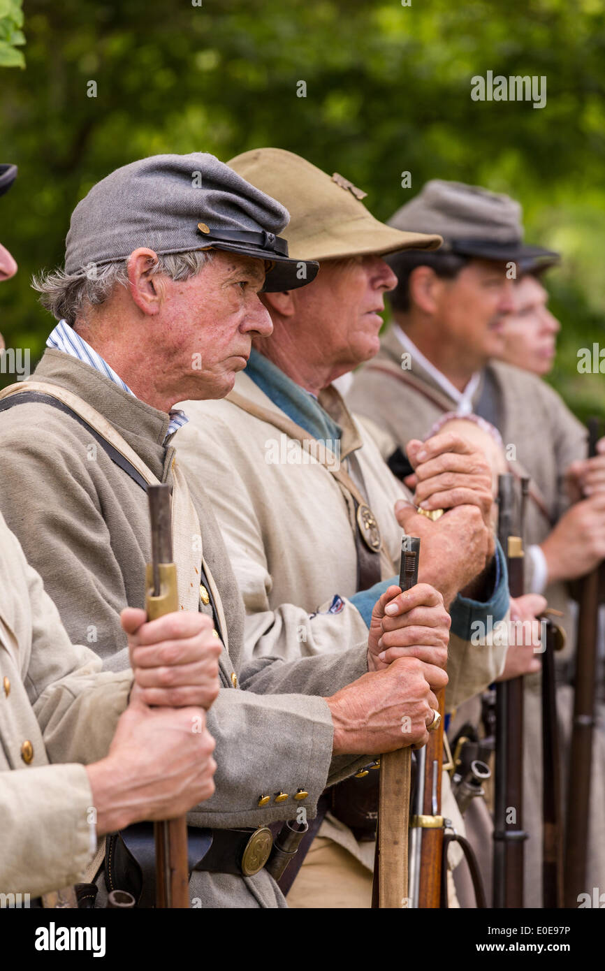 Civil War re-enactors stand at during Confederate Memorial Day events ...