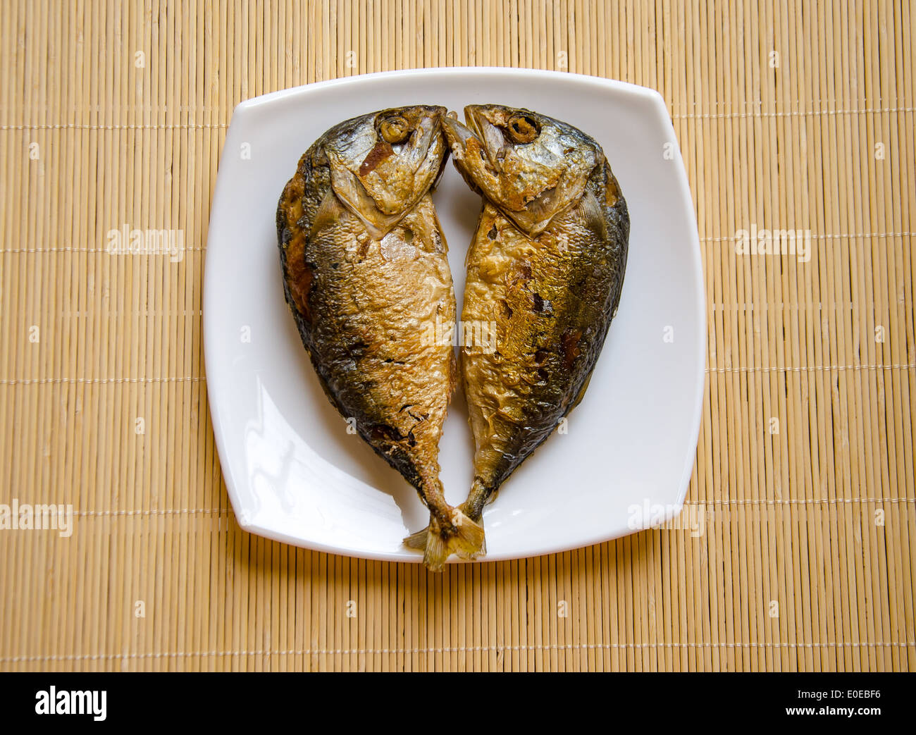 fried Mackerel fish on dish for healthy food Stock Photo - Alamy