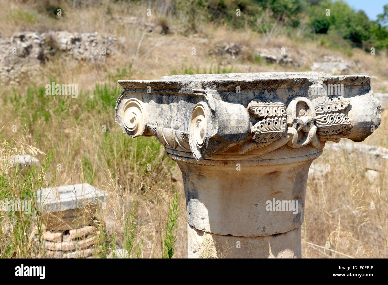 Elegant column capital from Early Christian basilica at Katsivelos ...