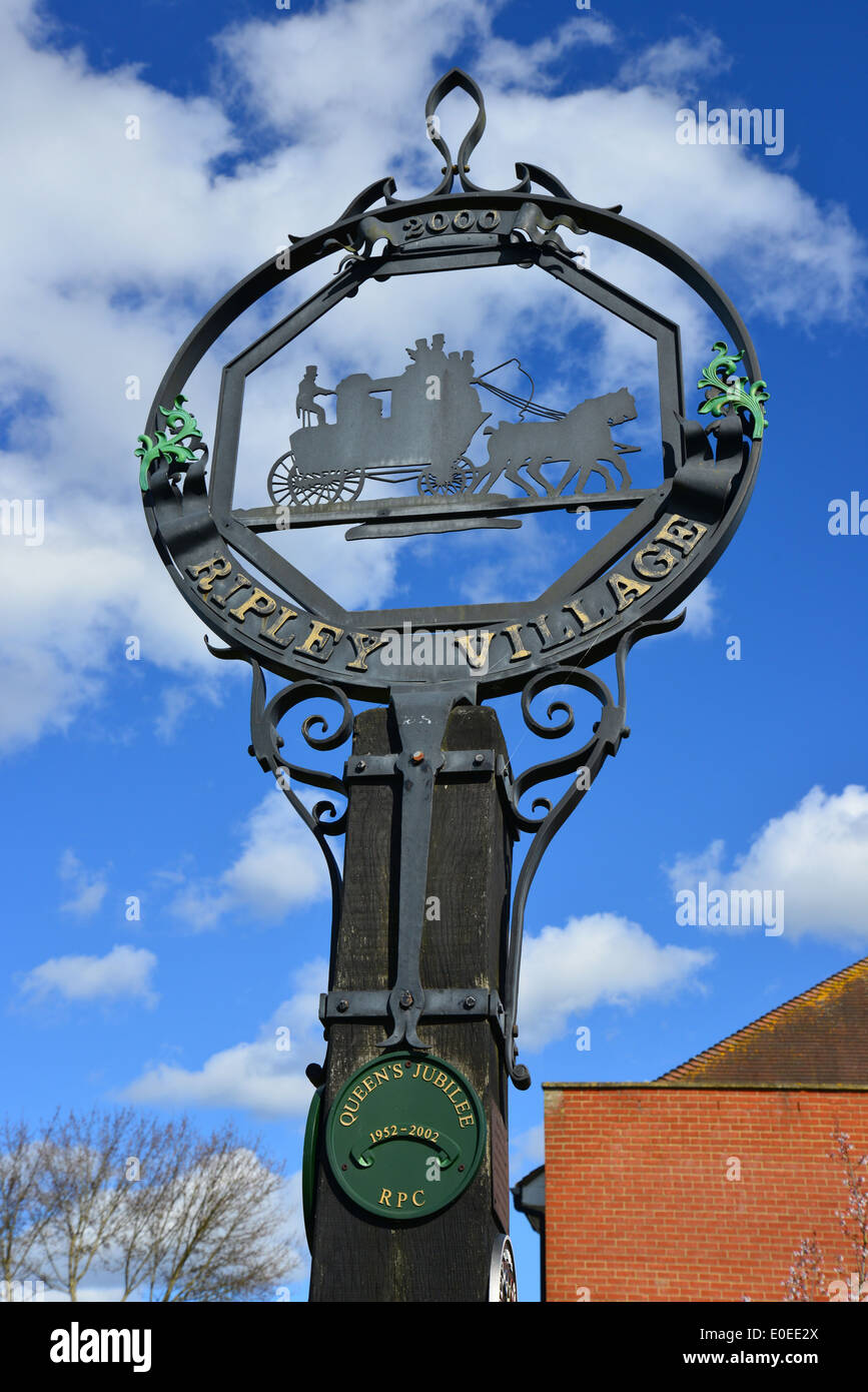 Village sign, High Street, Ripley, Surrey, England, United Kingdom ...