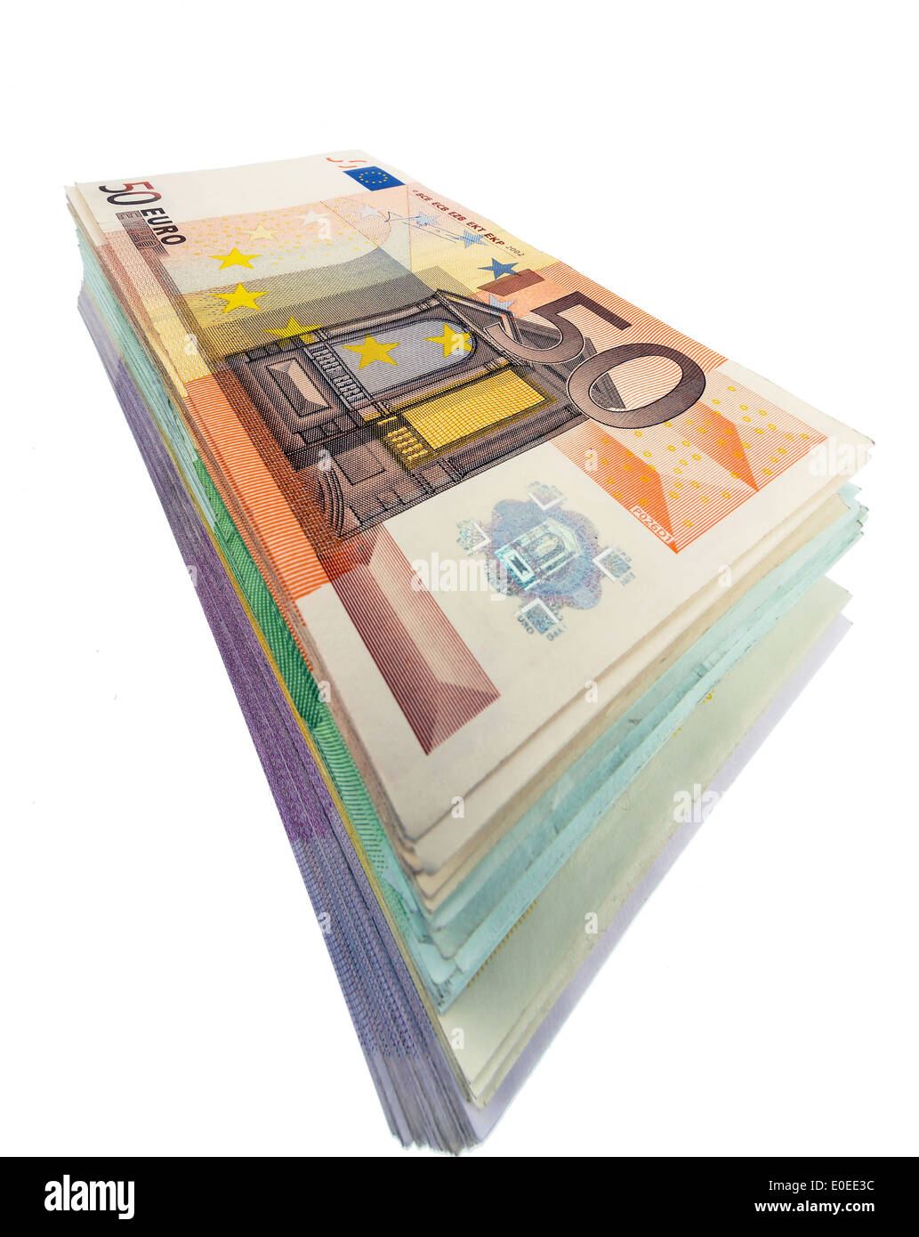 A lot of different euro of bank notes. Symbolic photo for wealth and ...