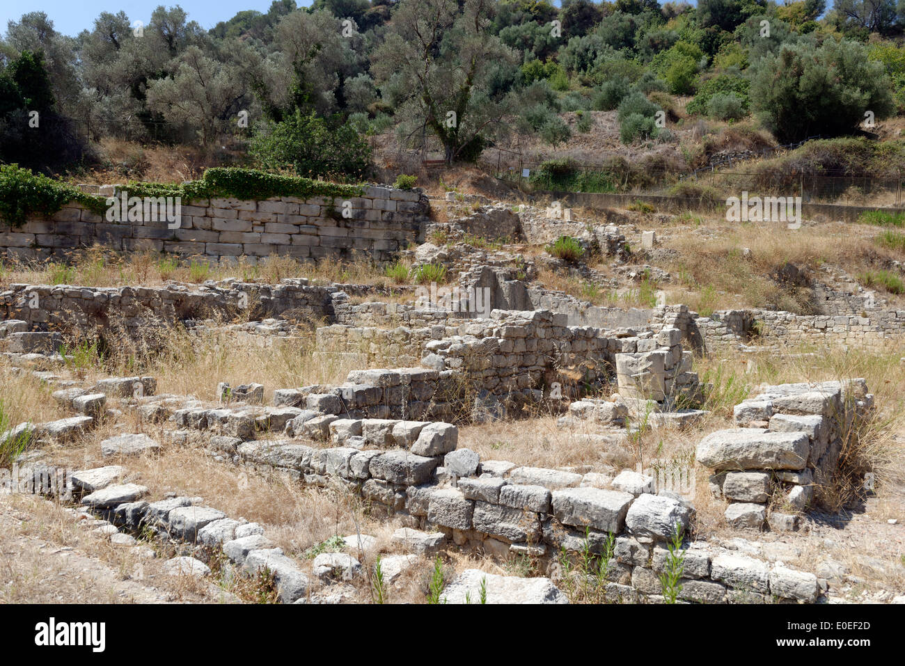 View across to Hellenistic retaining wall western end Katsivelos ...