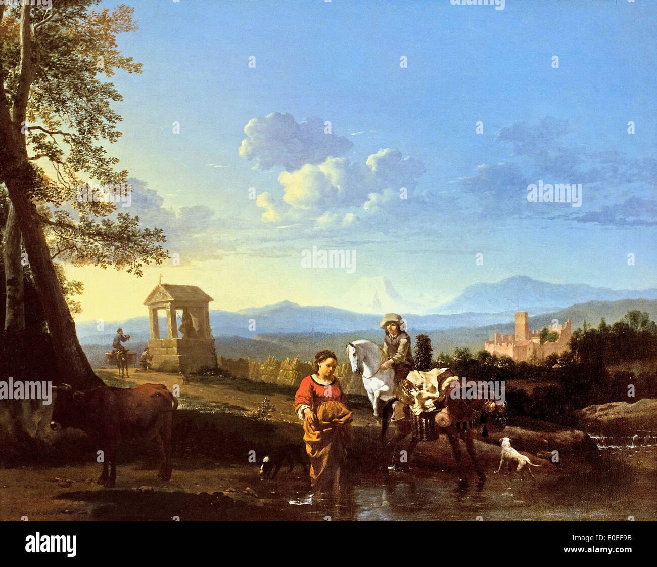 Italianate Landscape with Peasants and Animals on a Flooded Road and ...