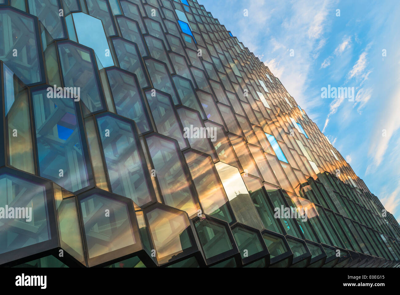 Details of hexagonal glass wall of Concert Hall, Reykjavik Stock Photo ...