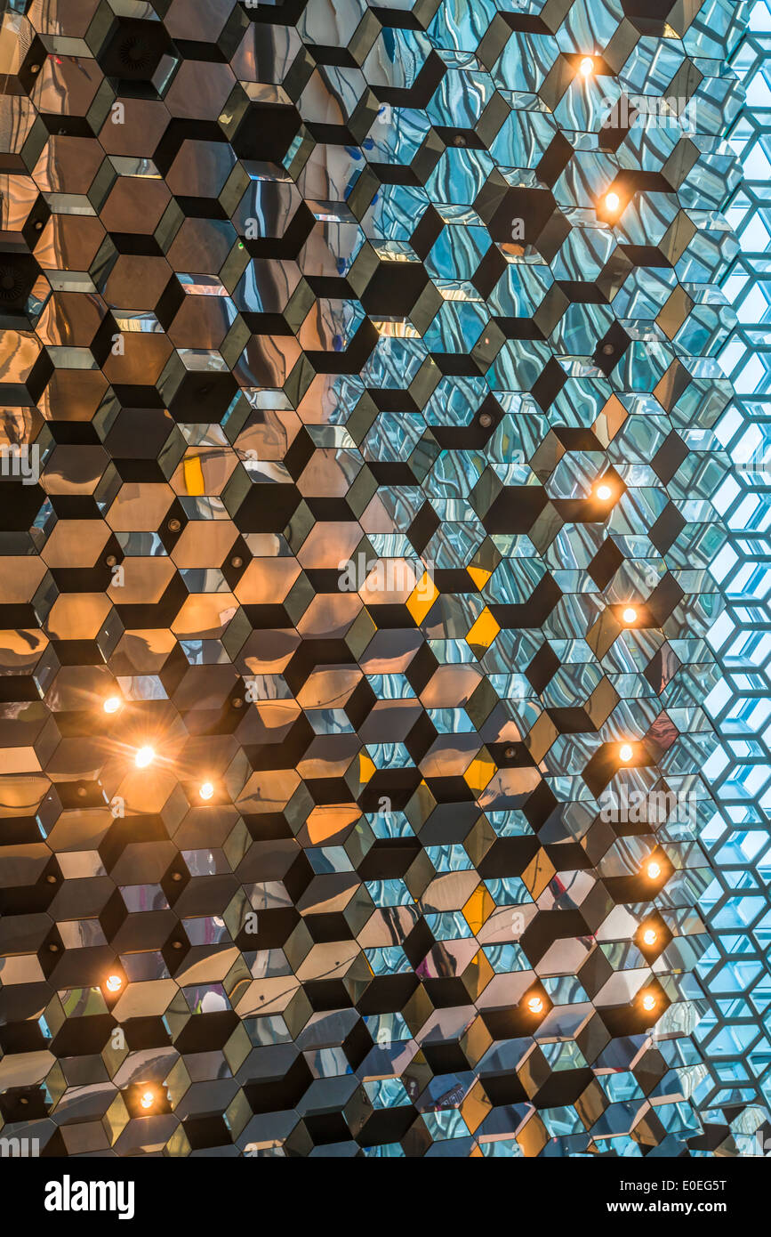 Details of hexagonal glass roof of Concert Hall, Reykjavik Stock Photo ...