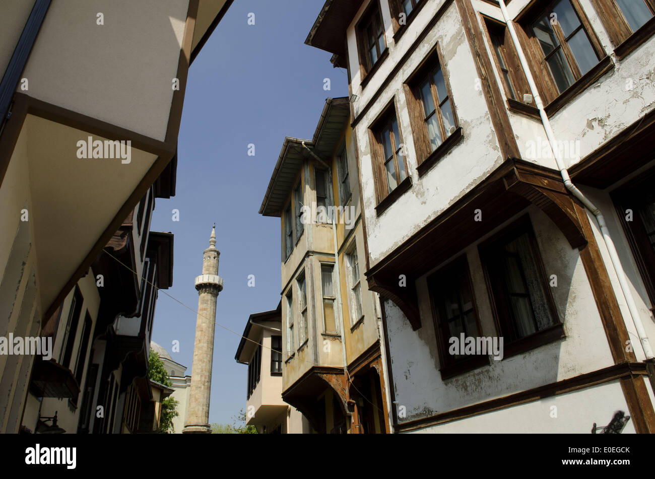 Bursa, Turkey. 21st Apr, 2014. Old and restored houses in the Hisar or ...