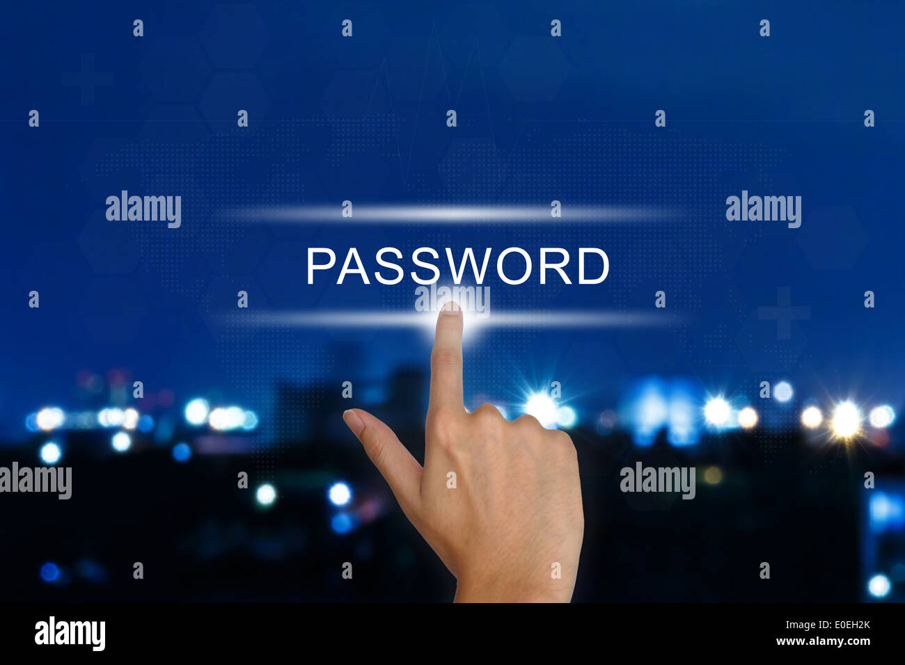 hand clicking password button on a touch screen interface Stock Photo ...