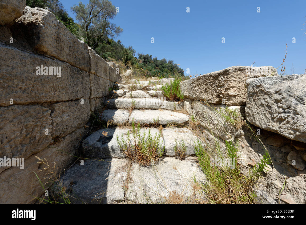 Stone staircase steps at southern side Katsivelos archaeological site ...
